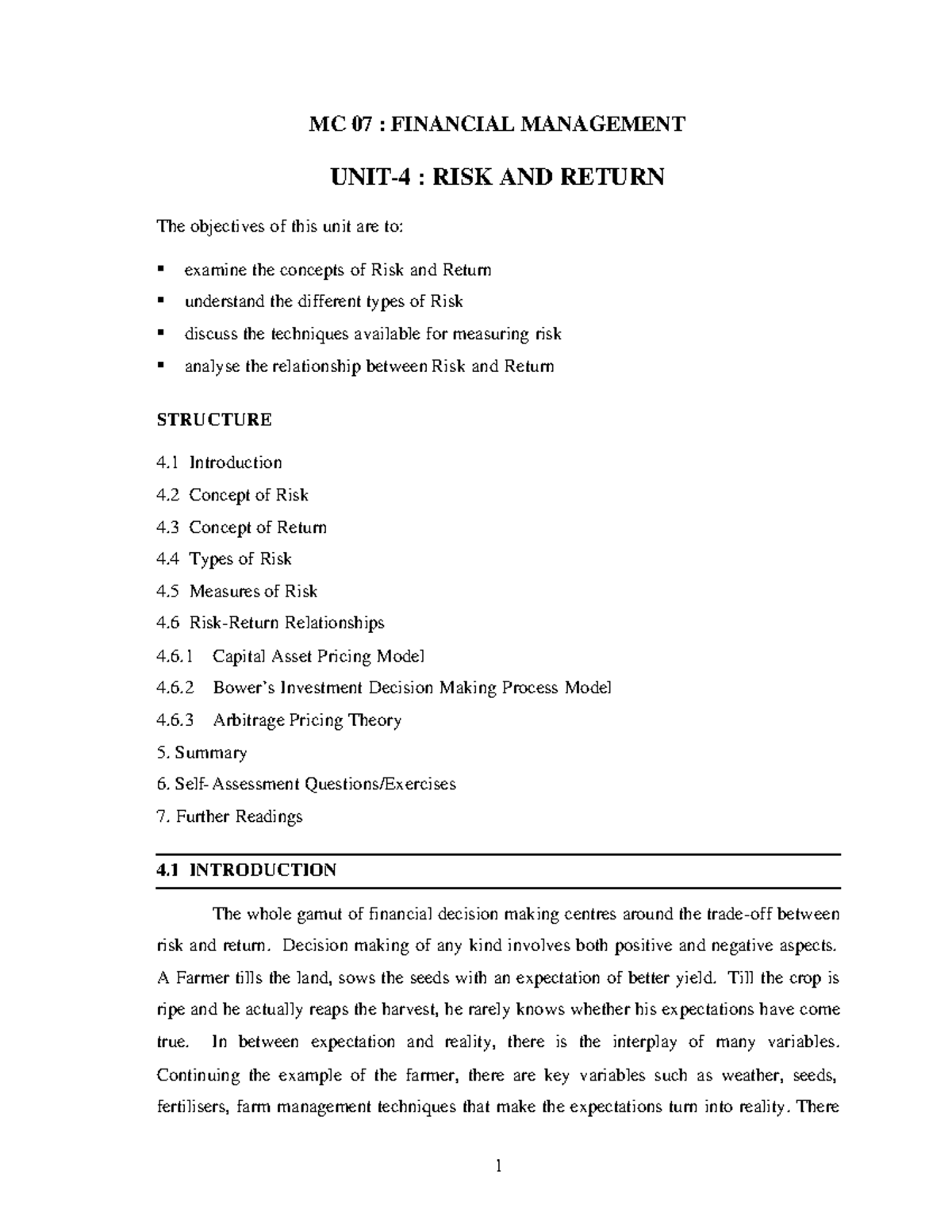 MCO-7 Financial Management\Block-1\Unit-4 - MC 07 : FINANCIAL ...