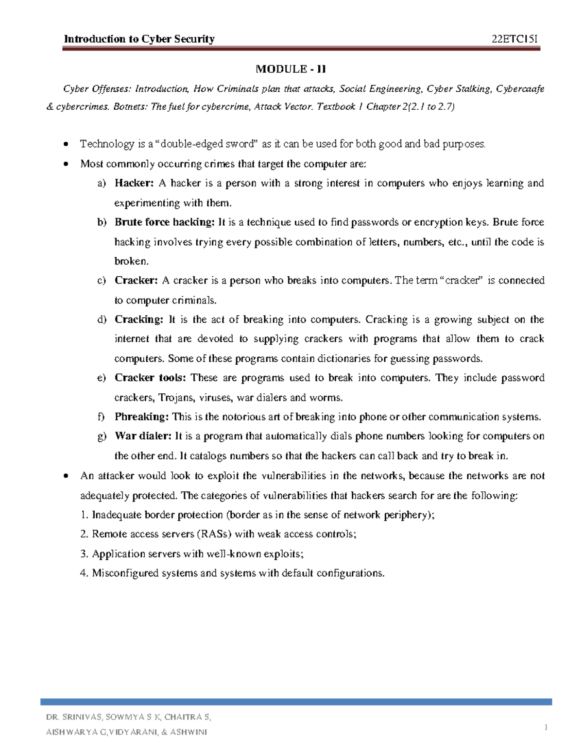Cyber Security Module 2 - MODULE - II Cyber Offenses: Introduction, How ...