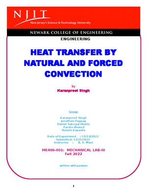 Convection Lab Report - Final - HEAT TRANSFER BY FREE AND FORCED ...