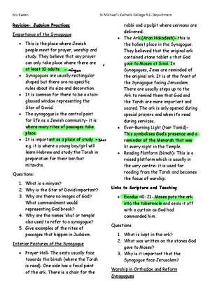 Exam Questions + Answers - RE – GCSE – Judaism – Revision Questions ...