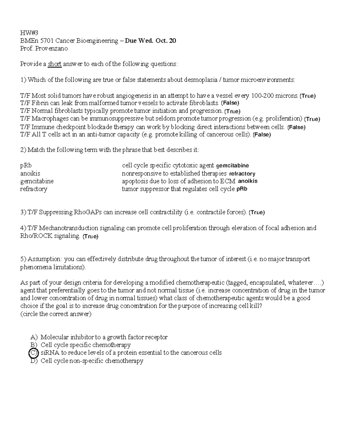 Final assignment - HW# BMEn 5701 Cancer Bioengineering – Due Wed. Oct ...