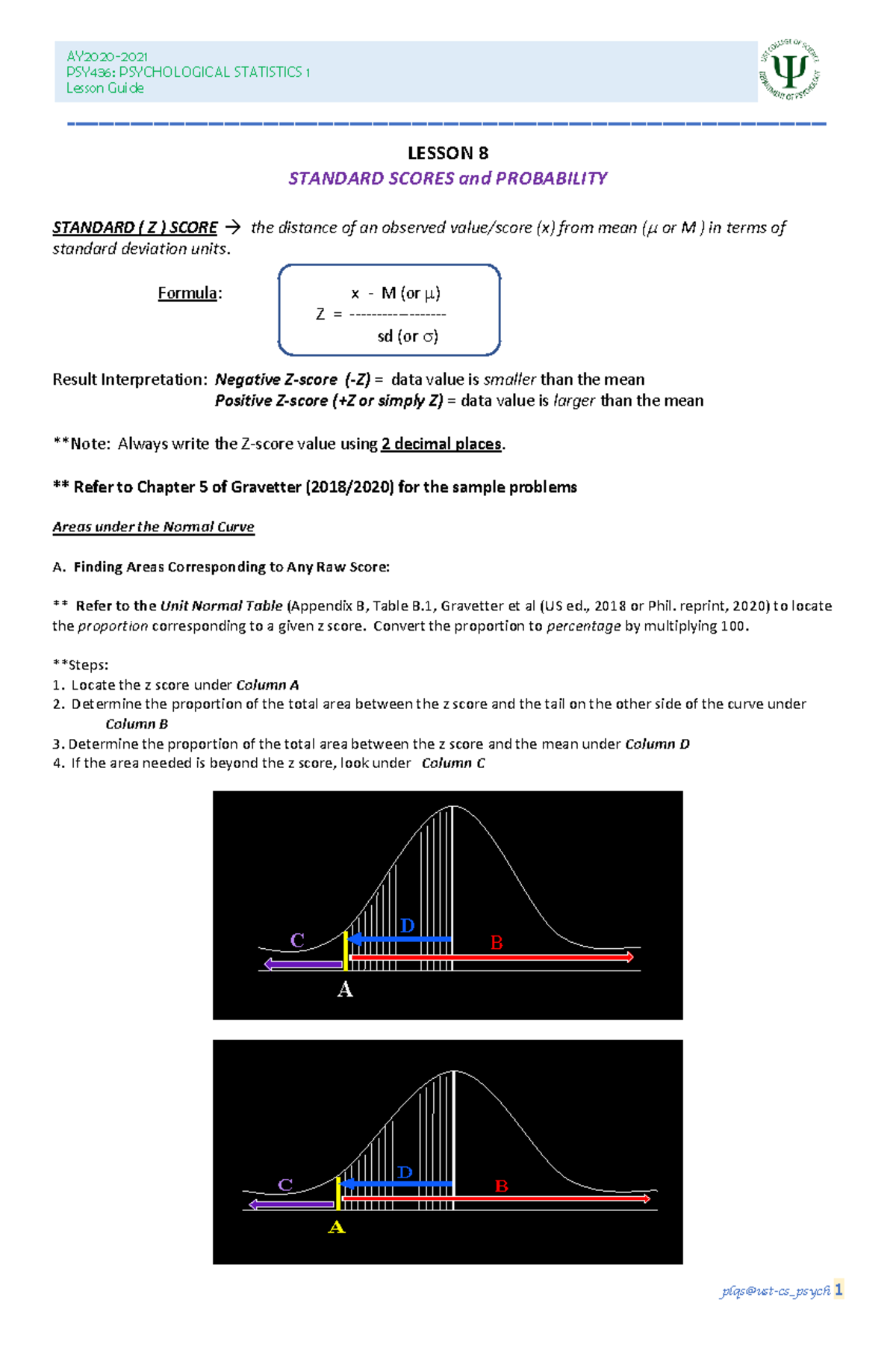 Lesson Guide Standard Scores - - Studocu