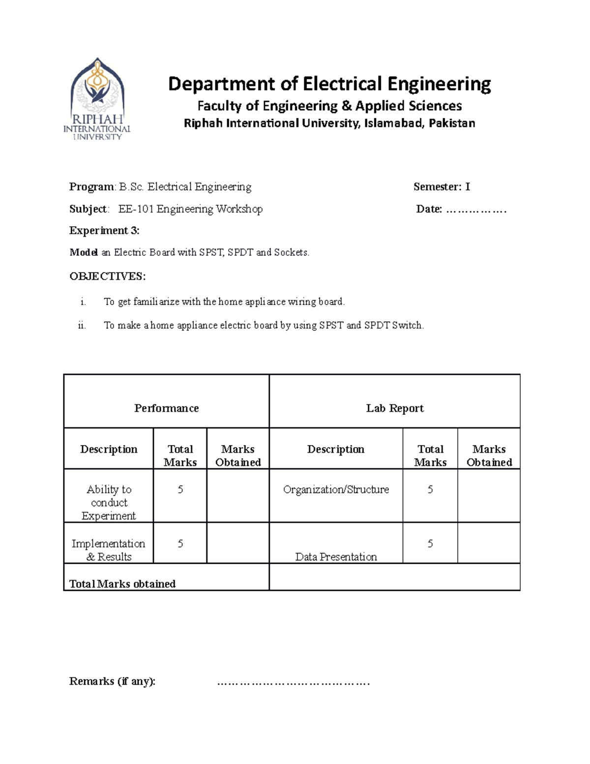 Engineering Workshop Lab Report 3 - Department of Electrical ...