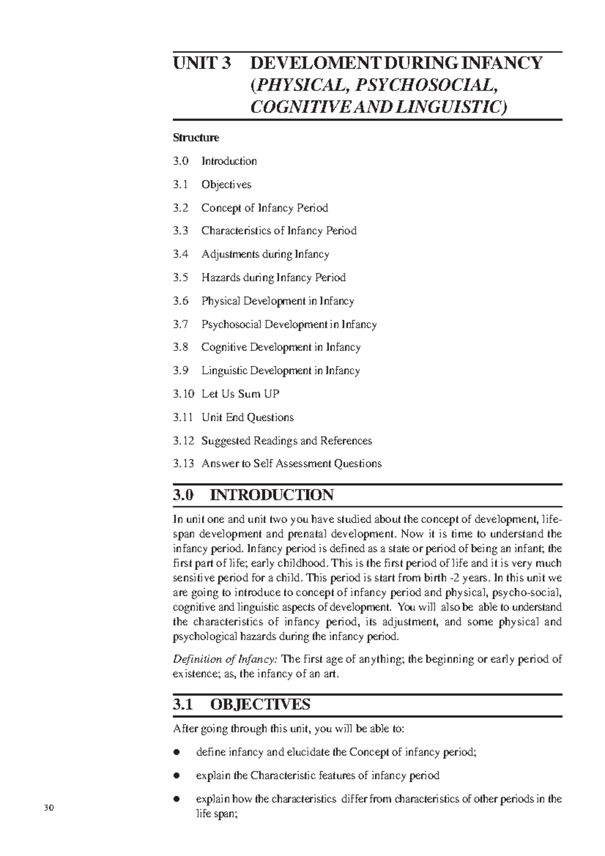 Unit-3 - Helpful - UNIT 3 DEVELOMENT DURING INFANCY (PHYSICAL ...