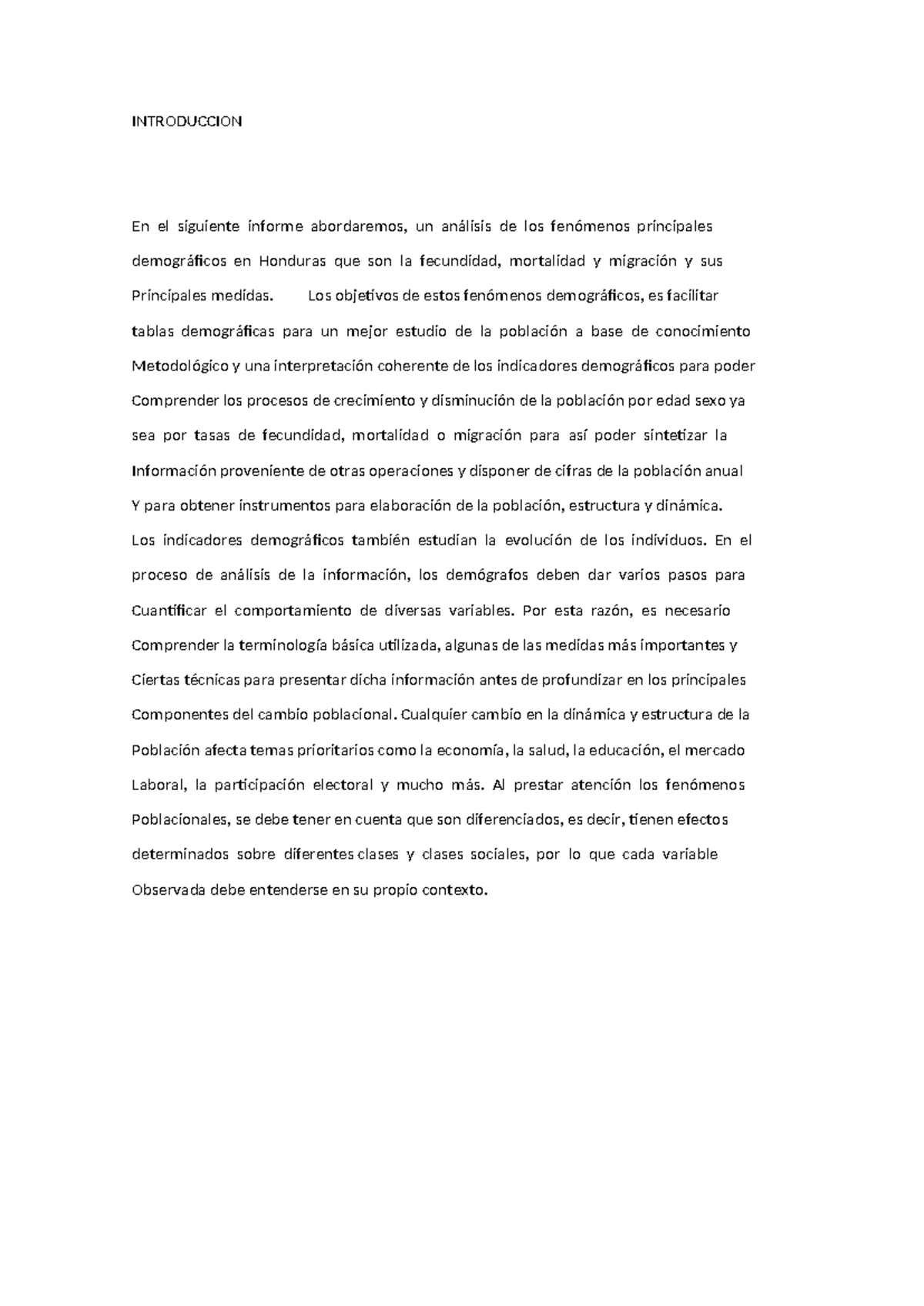 Introduccion - introducción de informe - INTRODUCCION En el siguiente ...