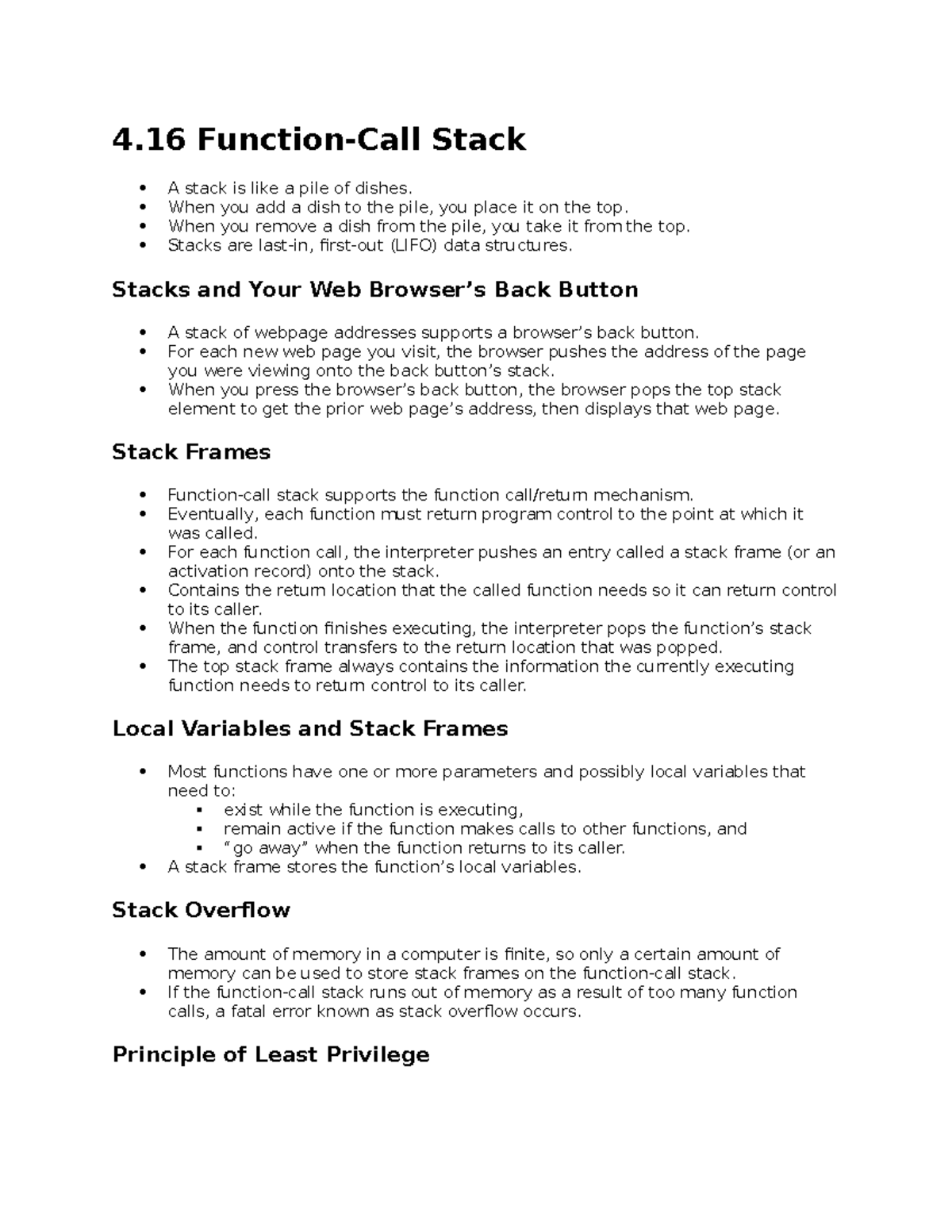 Cosc Notes 2023 4 Function Call Stack A Stack Is Like A Pile Of Dishes When You Add A Dish To 
