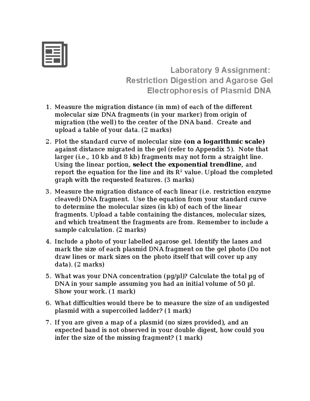 Lab 9 Questions 202409 - Laboratory 9 Assignment: Restriction Digestion ...
