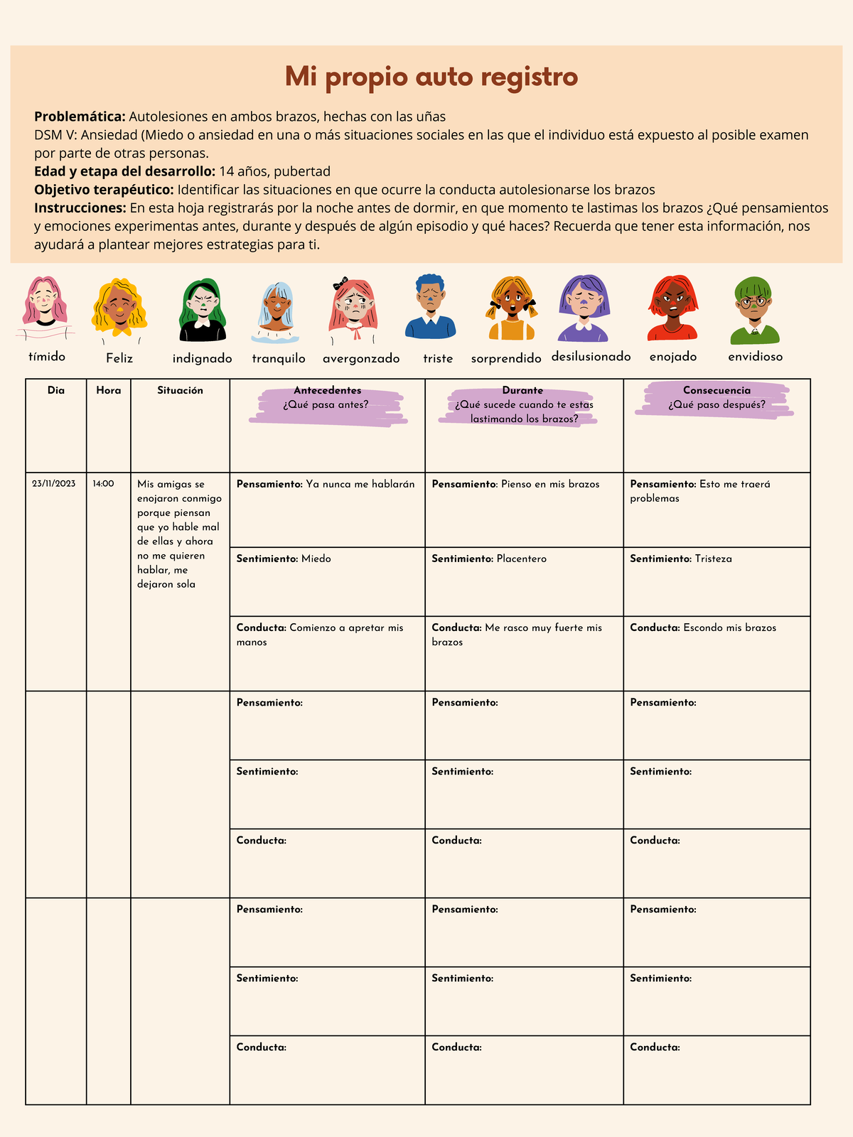 Auto registro Adolescentes 2 - tímido Mi propio auto registro ...