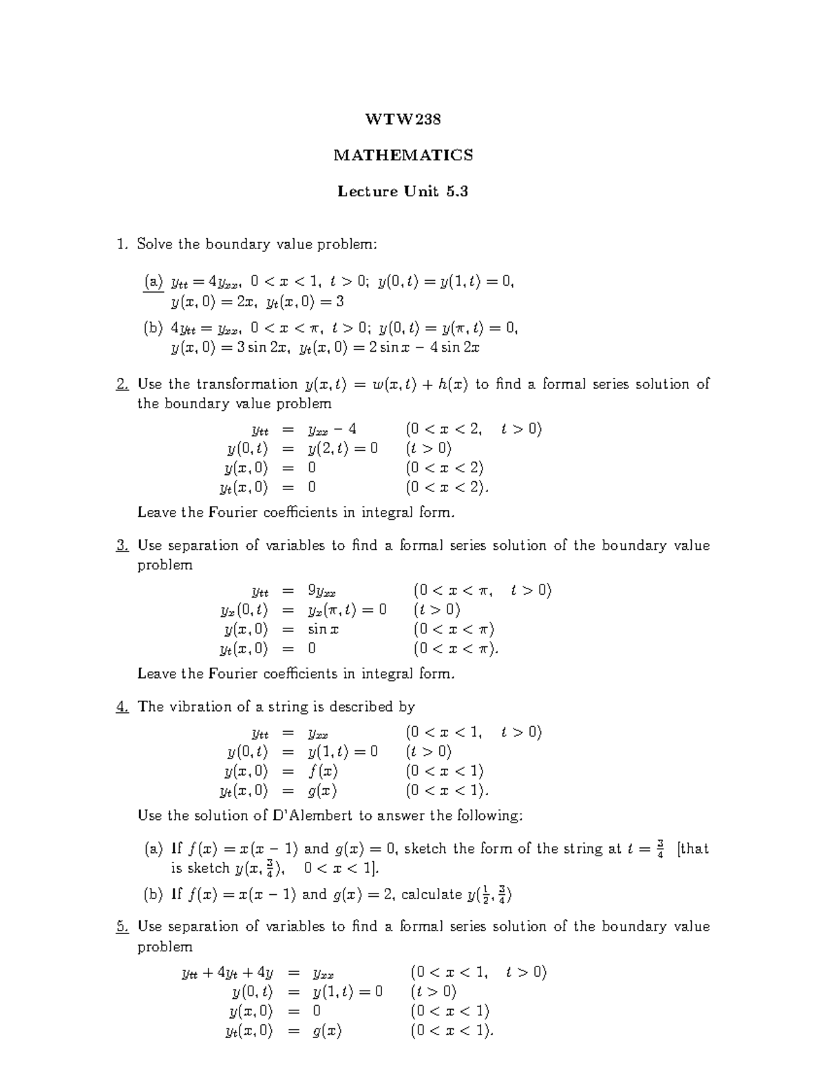 2020 Lecture unit 5.3 (4 Feb) - WTW MATHEMATICS Lecture Unit 5. Solve ...