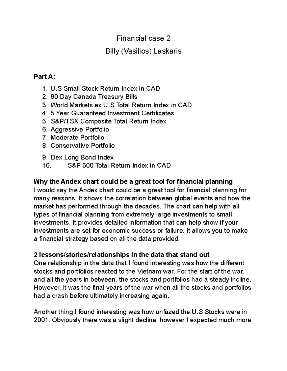 Financial case #2 sdojcvsdv - Financial case 2 Billy (Vasilios ...