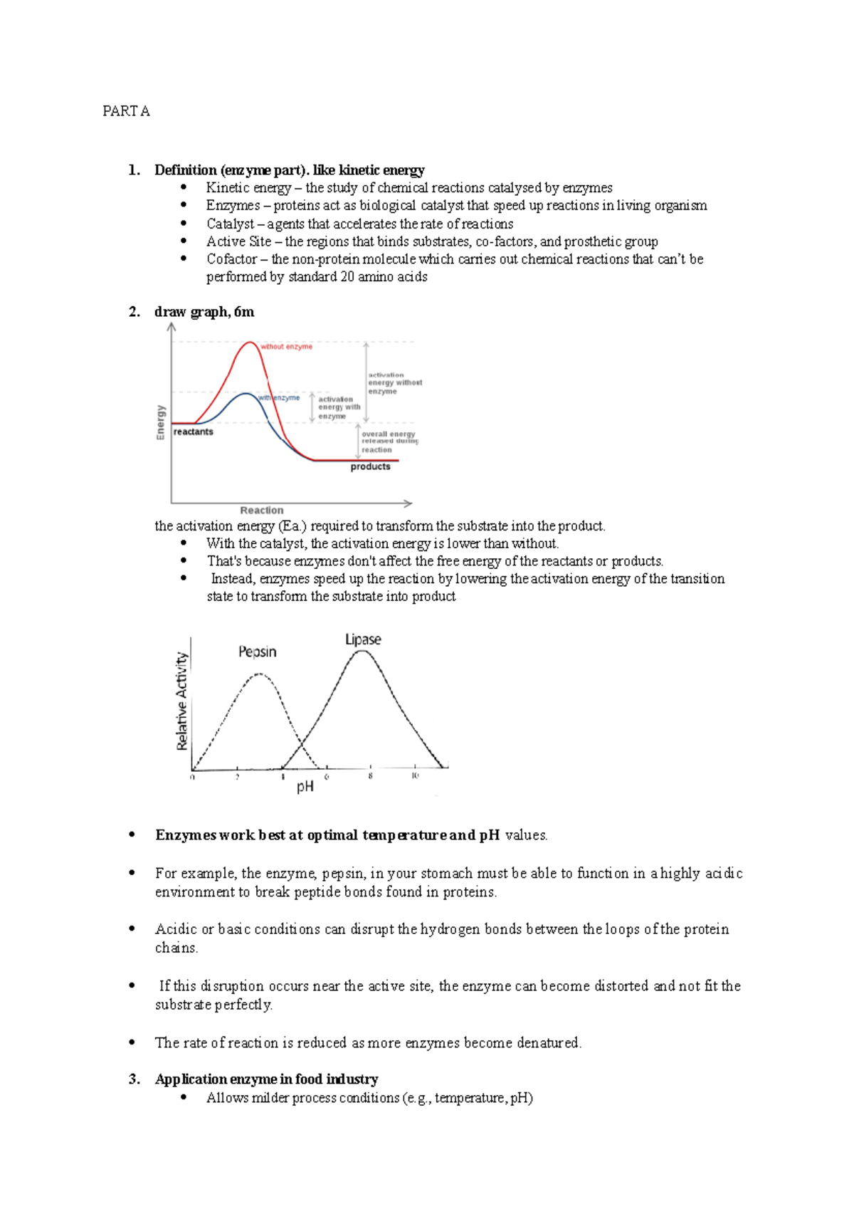 Biochem LAST Minute Revision - PART A 1. Definition (enzyme part). like ...