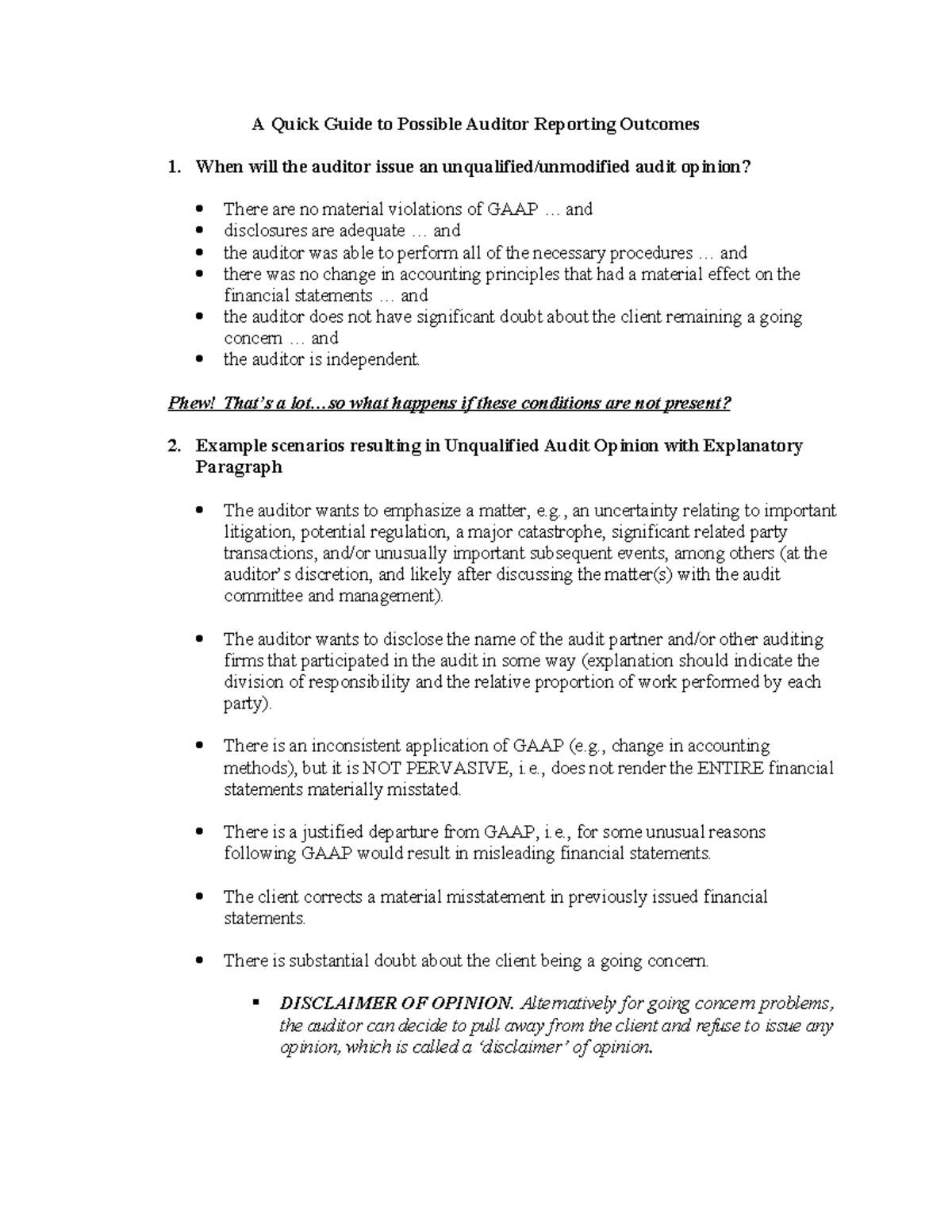 Module 4 - Chapter 15 One pg summary audit reports to accompany lecture ...