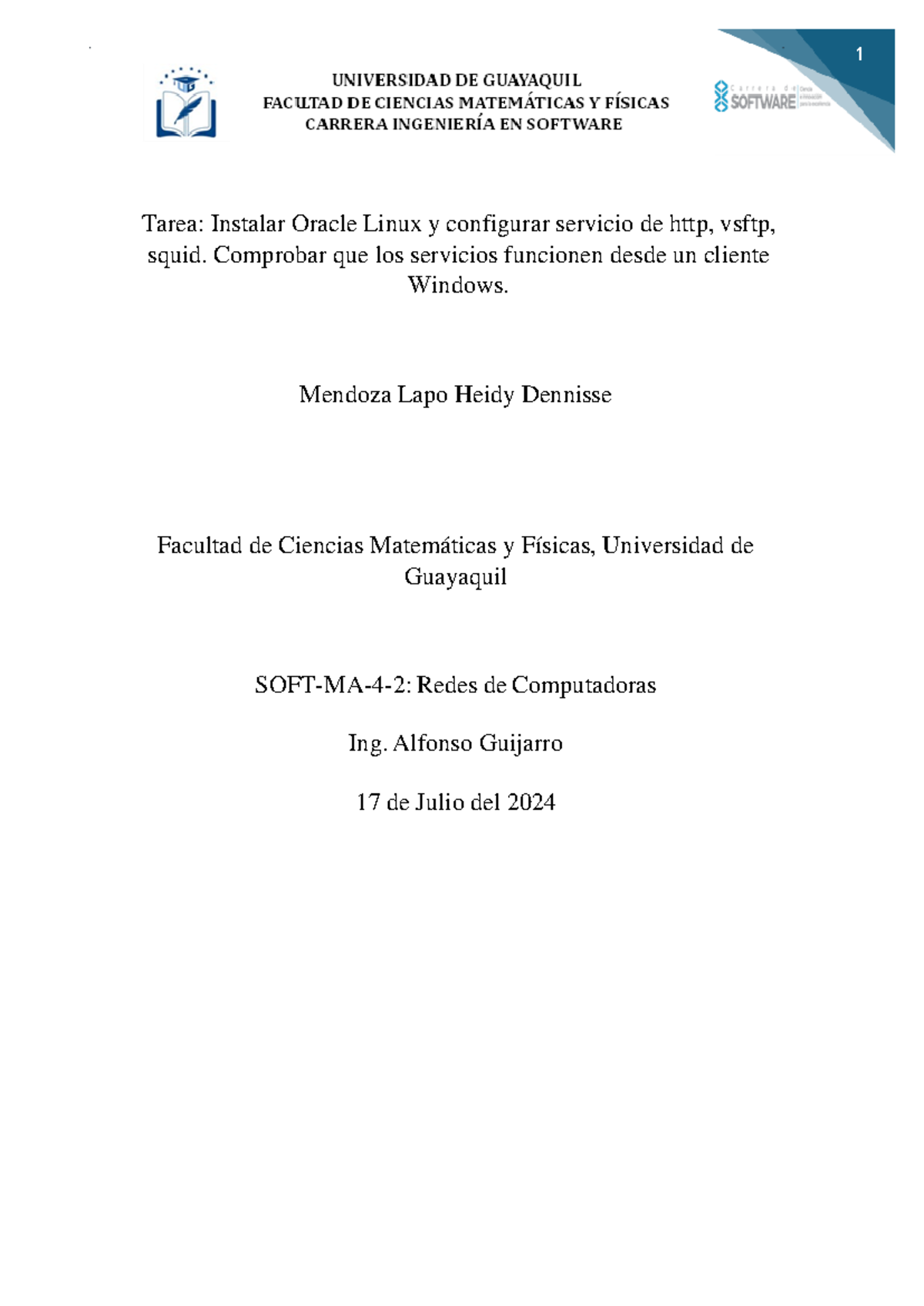U2 S11 Tarea 1 - dsadasd - Tarea: Instalar Oracle Linux y configurar servicio de http, vsftp ...