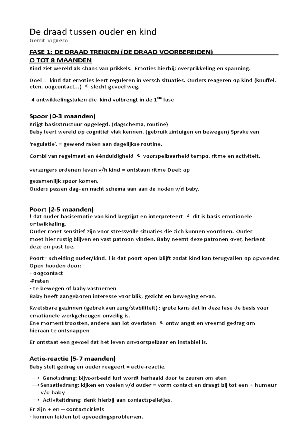 Vignero Fases - De draad tussen ouder en kind Gerrit Vignero FASE 1: DE ...