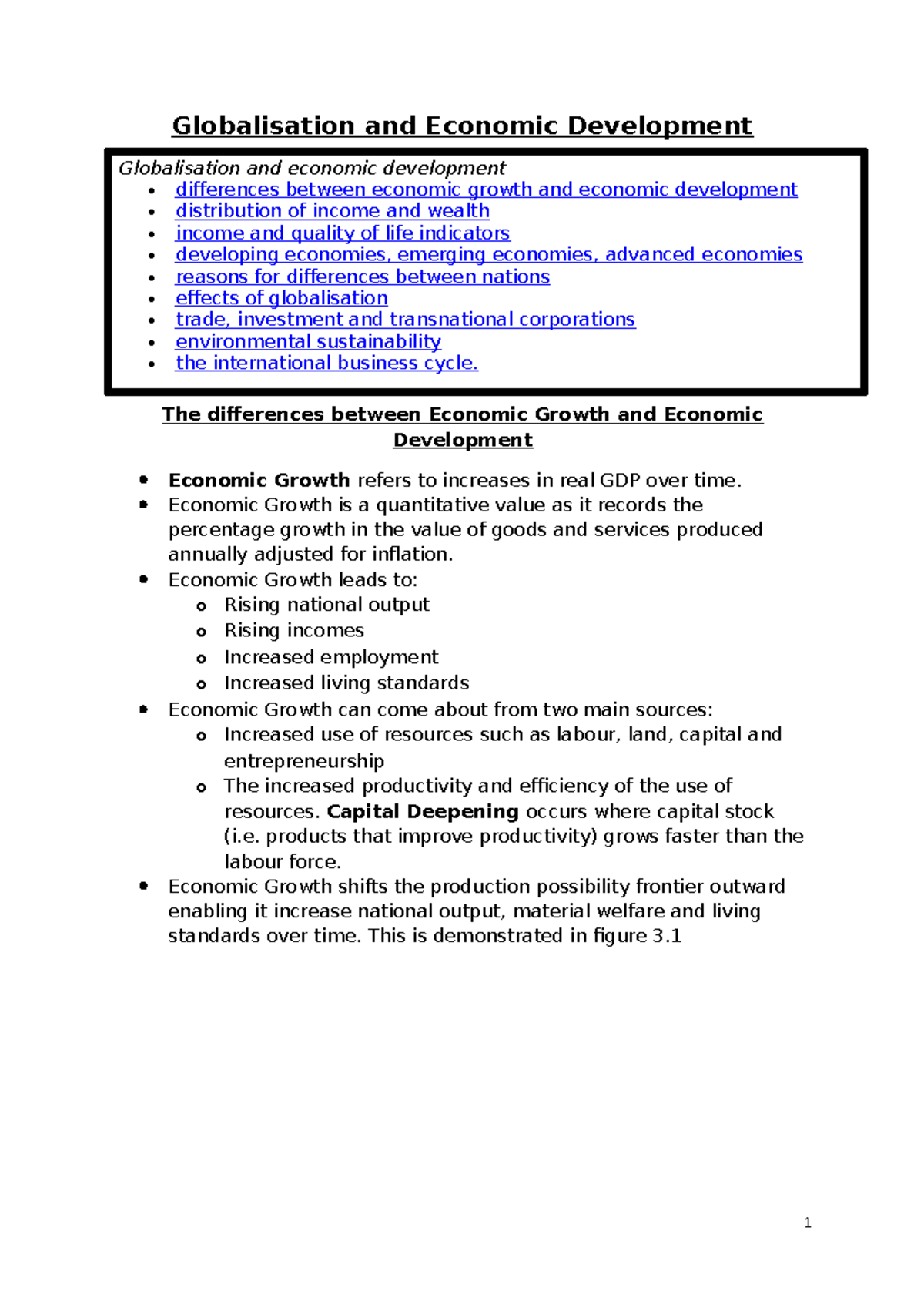3a. Globalisation and Economic Development - Globalisation and Economic ...