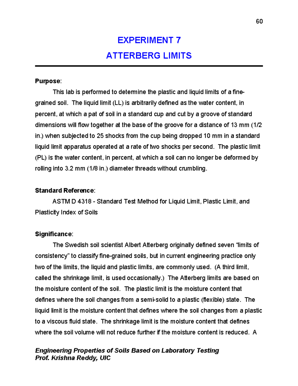 Experiment 7-Atterberg Limits - Engineering Properties of Soils Based ...