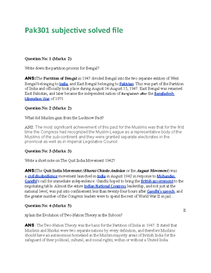 PAK 301 Solved MCQs Mega File-virtual study solutions - V irtual Study Solutions - Studocu
