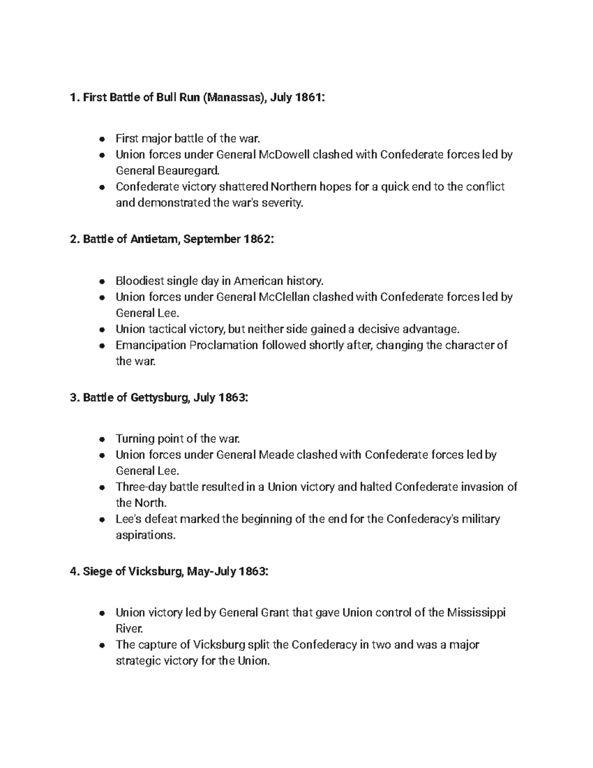 Battles of The Civil War - First Battle of Bull Run (Manassas), July ...