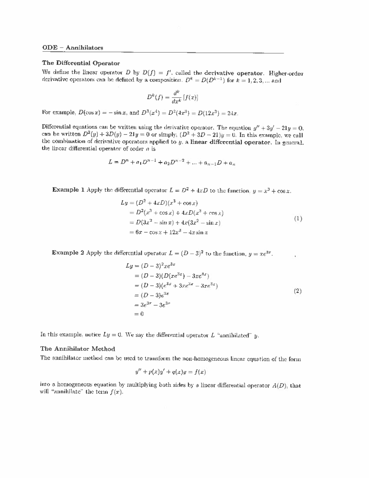 Annihilation rule - Practice problems involving annihilators - MATH ...