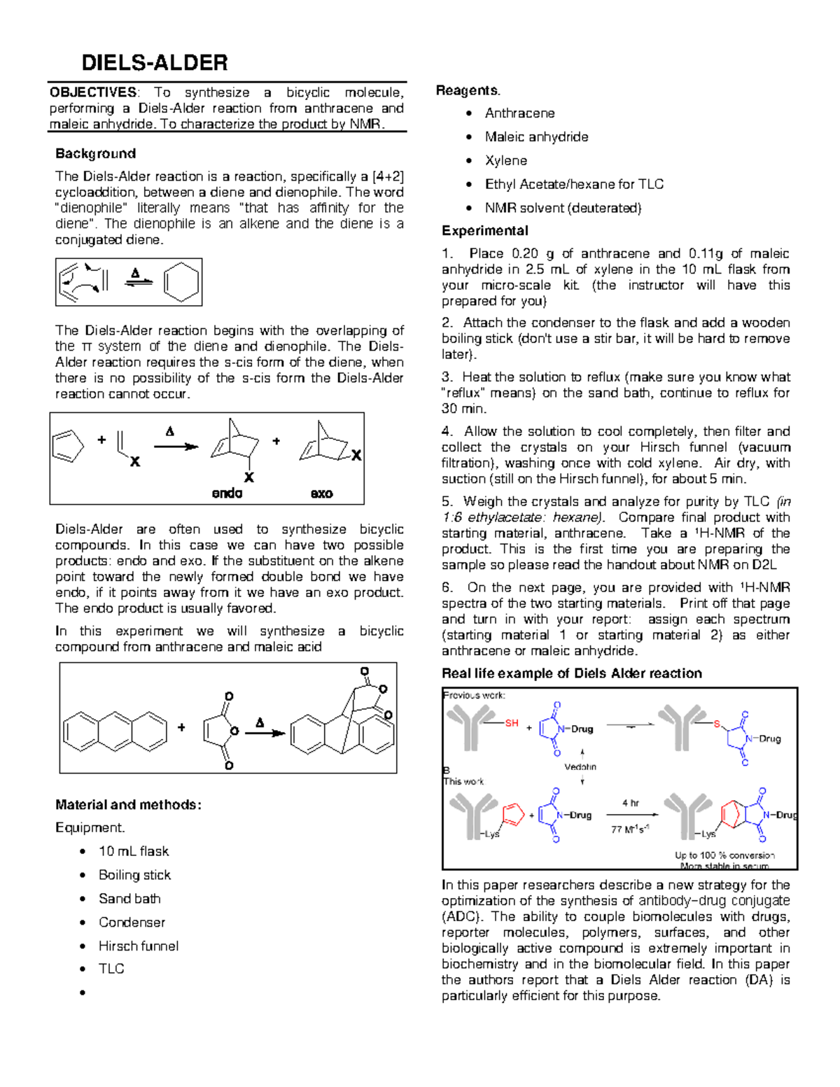 DA-S2021-in lab modified - DIELS-ALDER OBJECTIVES: To synthesize a ...