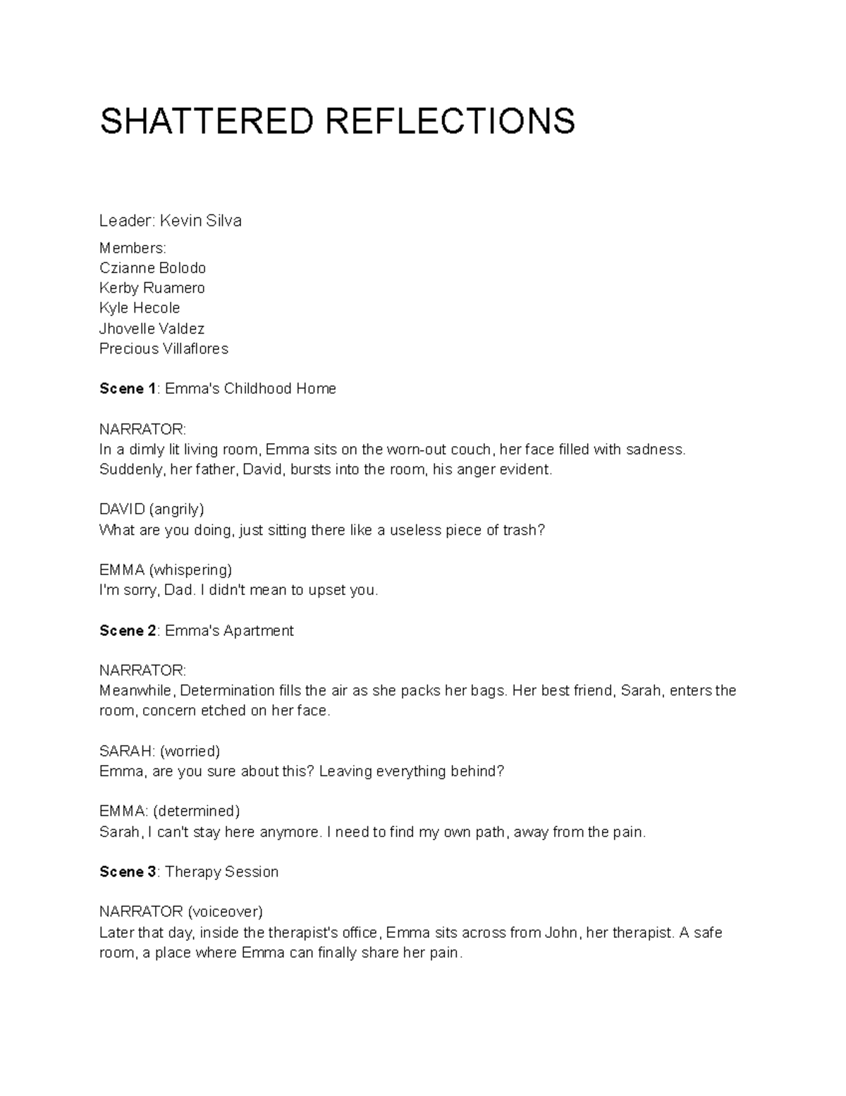 Shattered Reflections - SHATTERED REFLECTIONS Leader: Kevin Silva ...