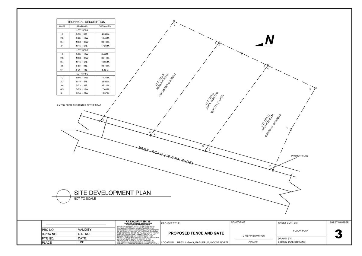 Plan3 - Plans - LOT 1373-B ####### AREA- 640S.Q. MERLITA D. CASIL 1 2 3 ...