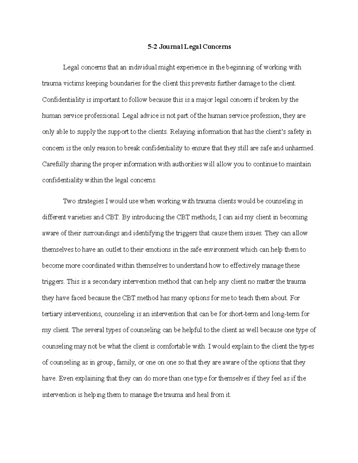 5-2 Journal-Legal Concerns - 5-2 Journal Legal Concerns Legal concerns ...