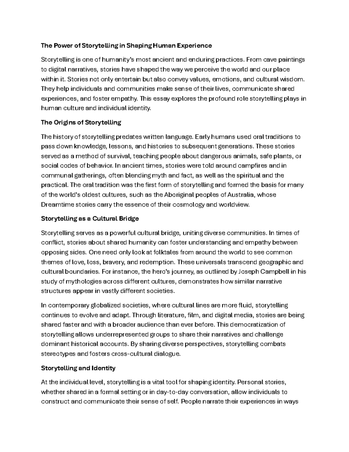 The Power of Storytelling in Shaping Human Experience - The Power of ...