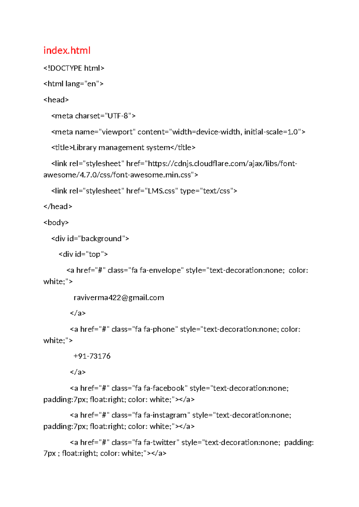 Library management system - index - Studocu