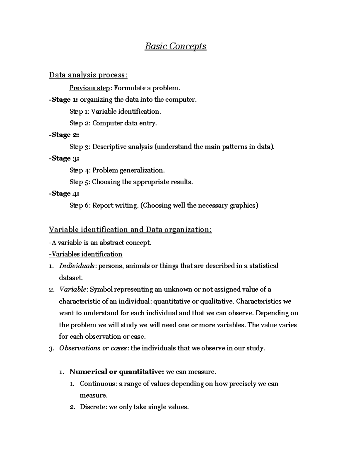 1. Basic Concepts - Notes on content from week 1 - Basic Concepts Data ...