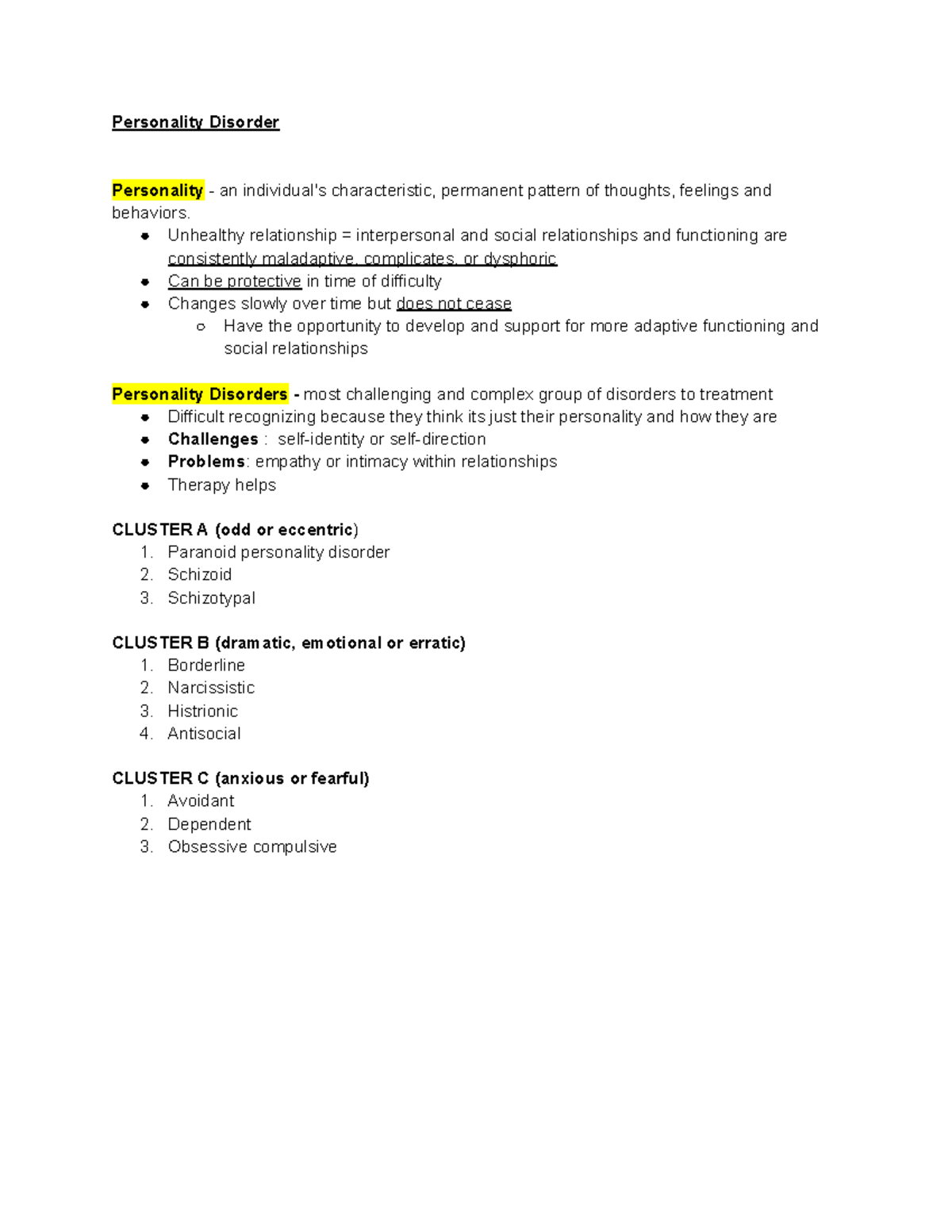 Personality Disorder - Personality Disorder Personality - an individual ...