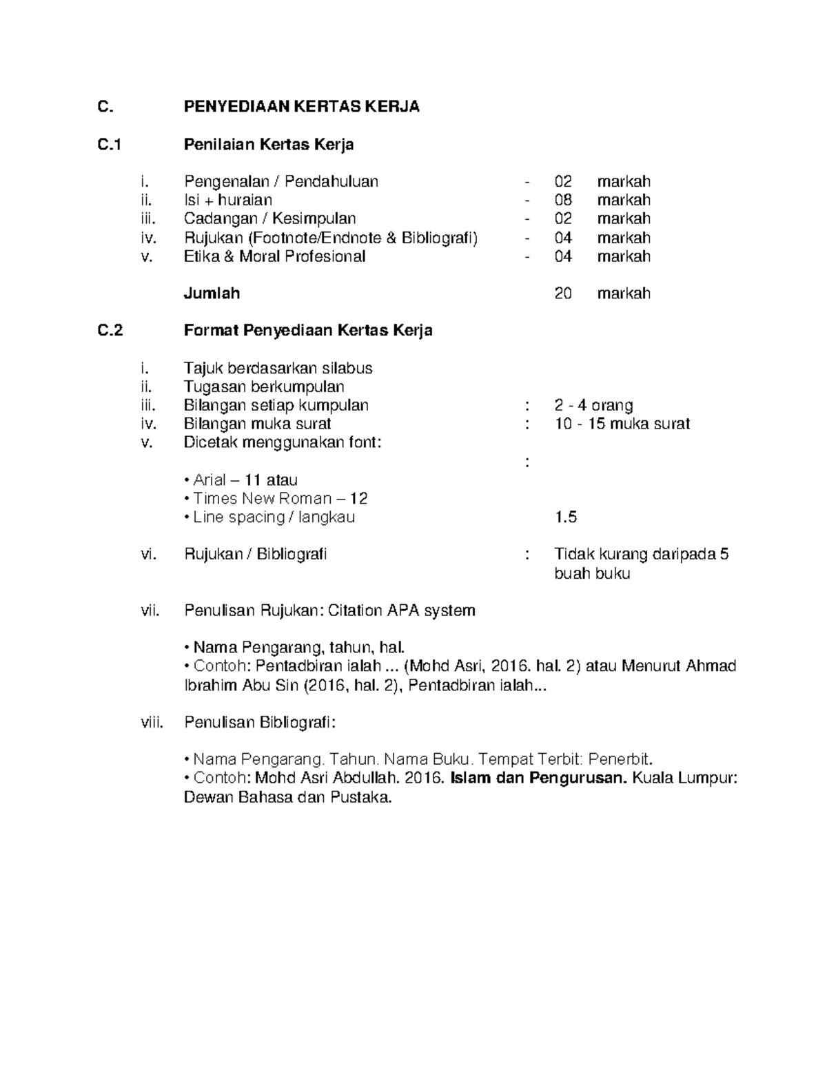 Format Assignment CTU151 - C. PENYEDIAAN KERTAS KERJA C Penilaian Kertas Kerja i. Pengenalan ...
