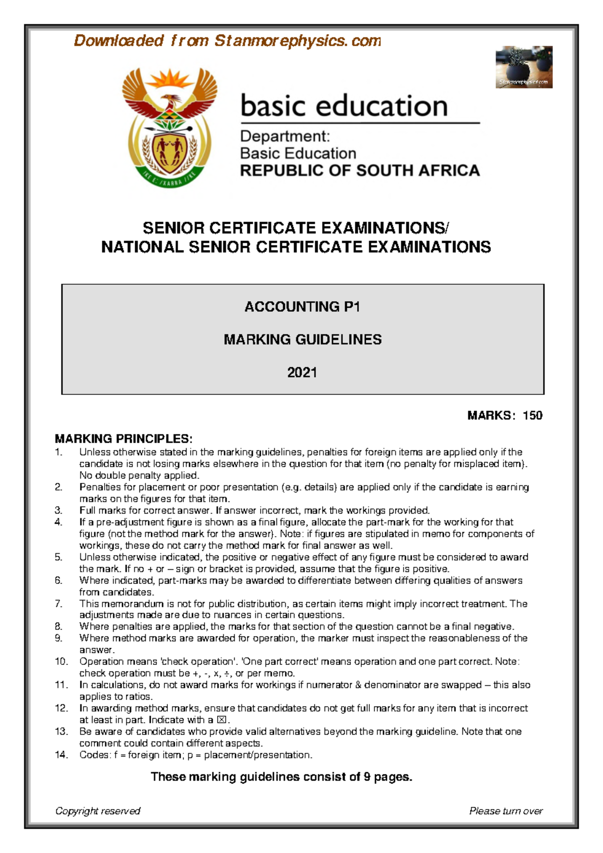 Accounting grade 12 NSC June 2021 P1 Memo - SENIOR CERTIFICATE ...