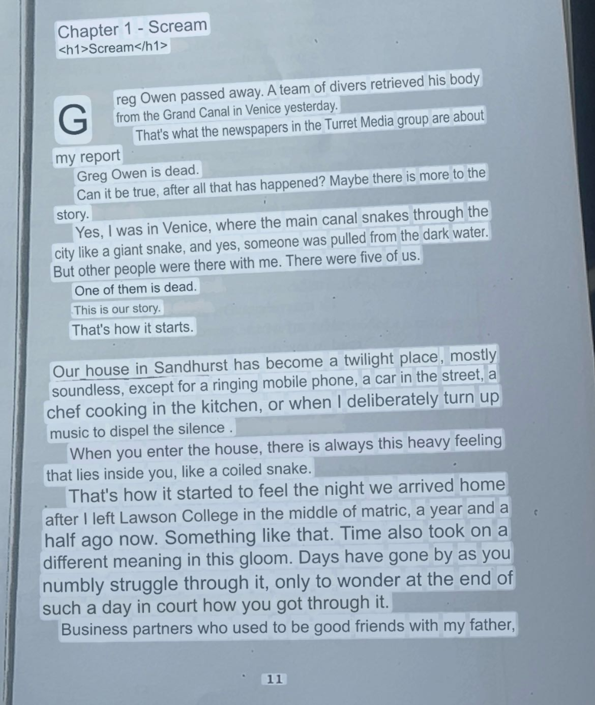 Donkerweb first 10 chapters - Chapter 1 Scream reg Owen passed away. A ...