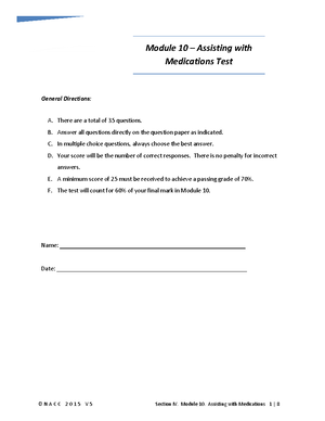 Module 10Part 1 - test - Module 10 – Assisting with Medications ...