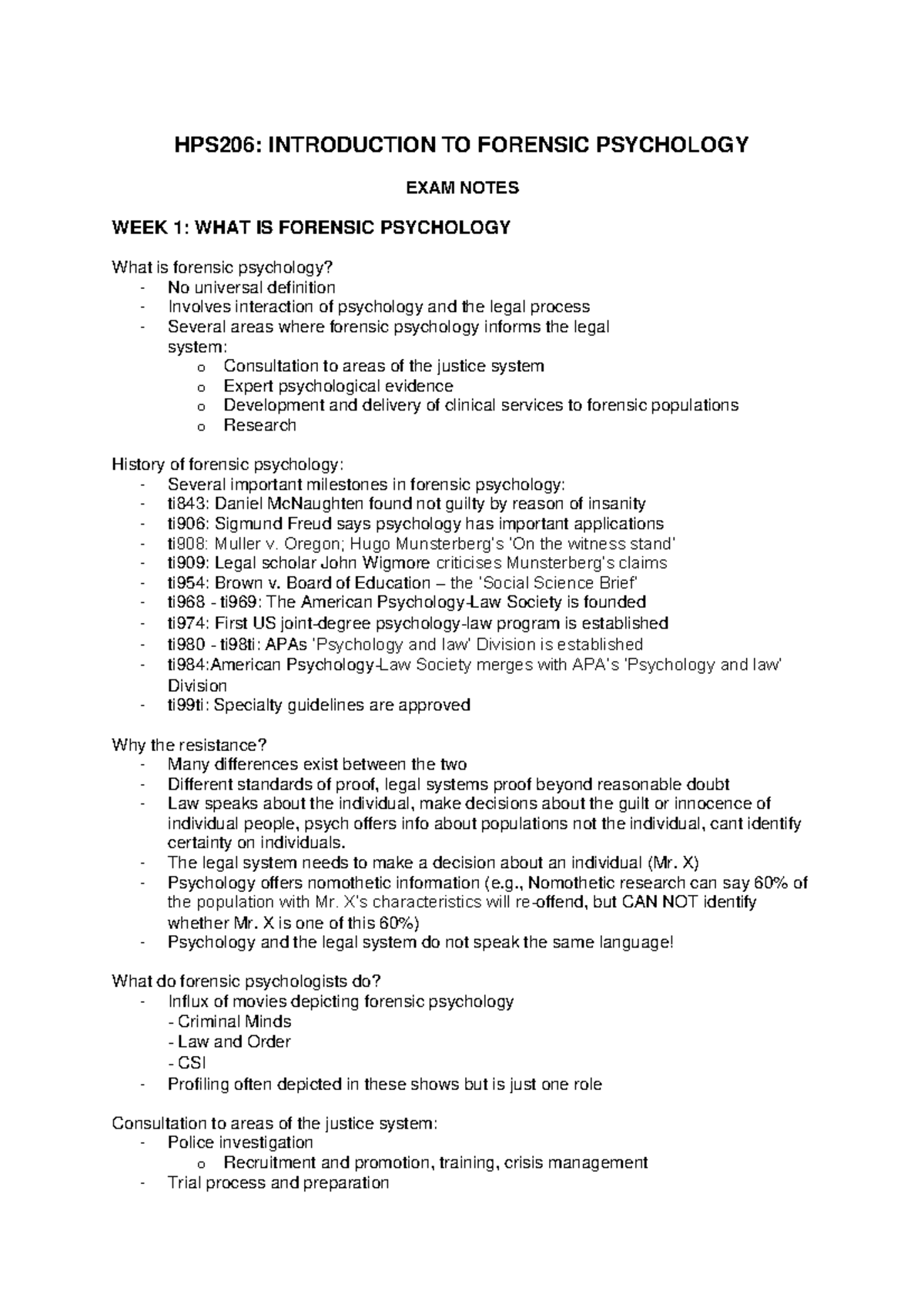 Hps206 Exam Notes 1 Warning Tt Undefined Function 32 Warning Tt Undefined Function 32