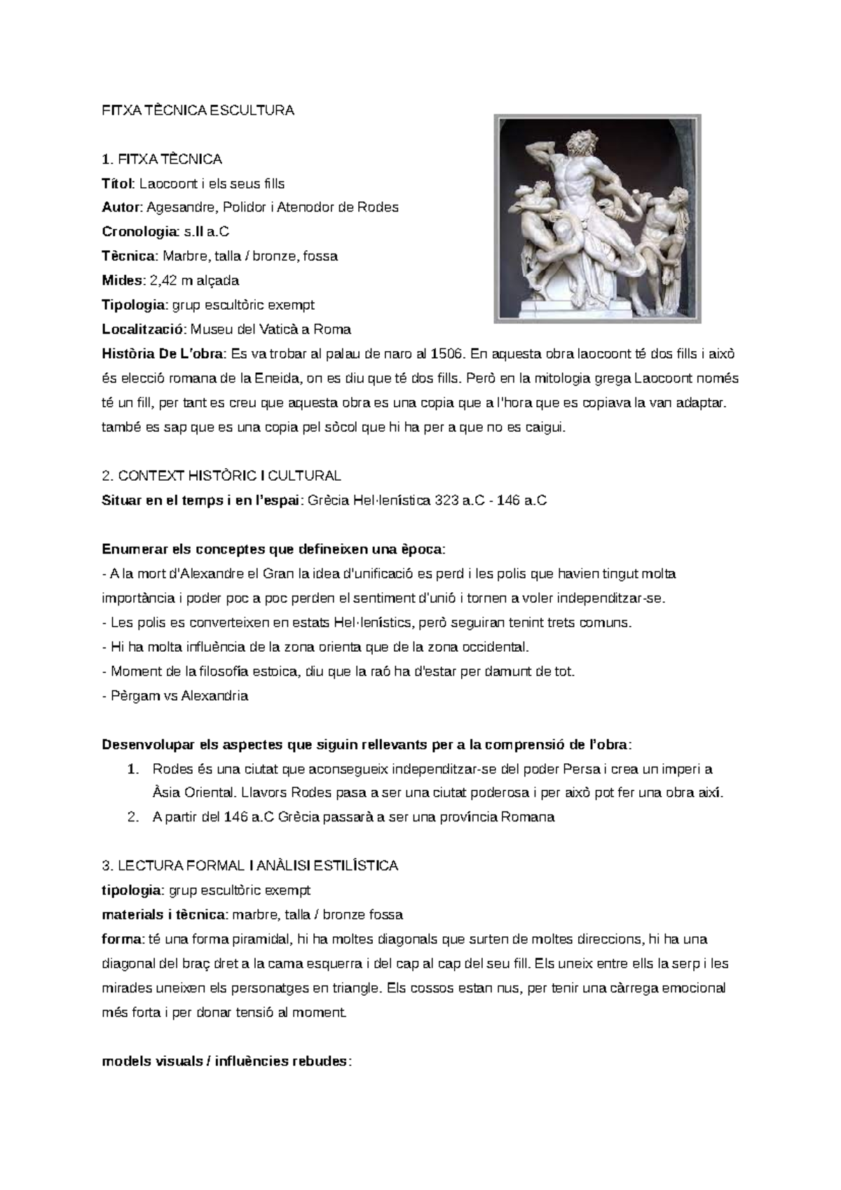 Laocoont I ELS SEUS Fills - FITXA TÈCNICA ESCULTURA 1. FITXA TÈCNICA ...