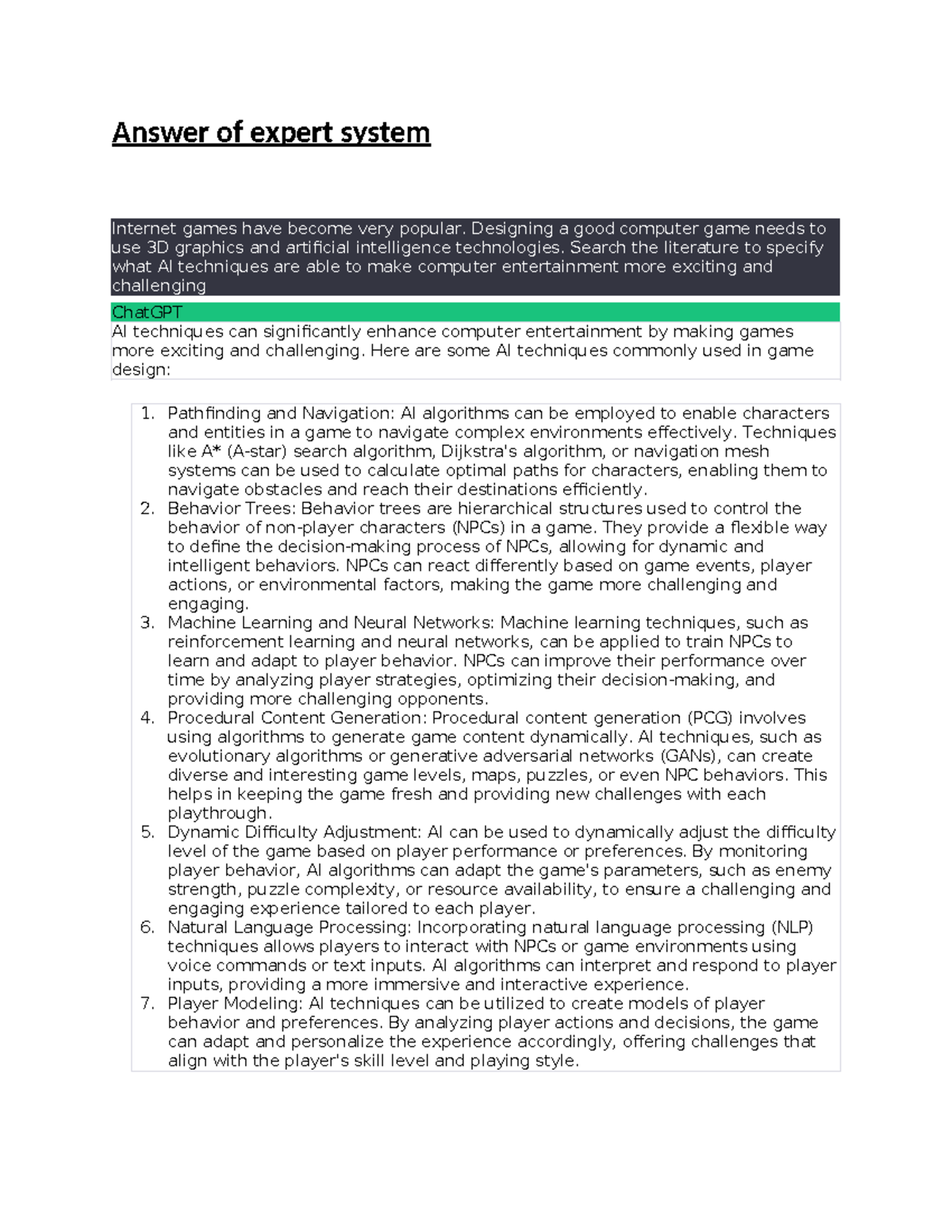 Answer of expert system - Answer of expert system Internet games have ...