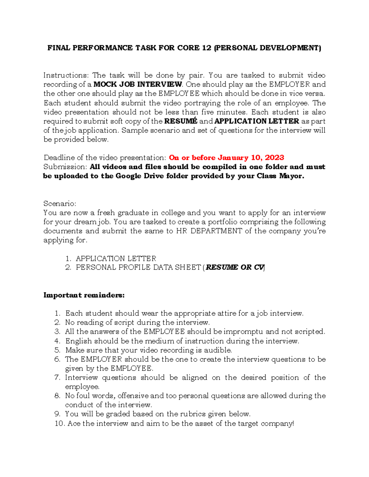 Final PT FOR Perdev - this might help you for your personal development - FINAL PERFORMANCE TASK ...