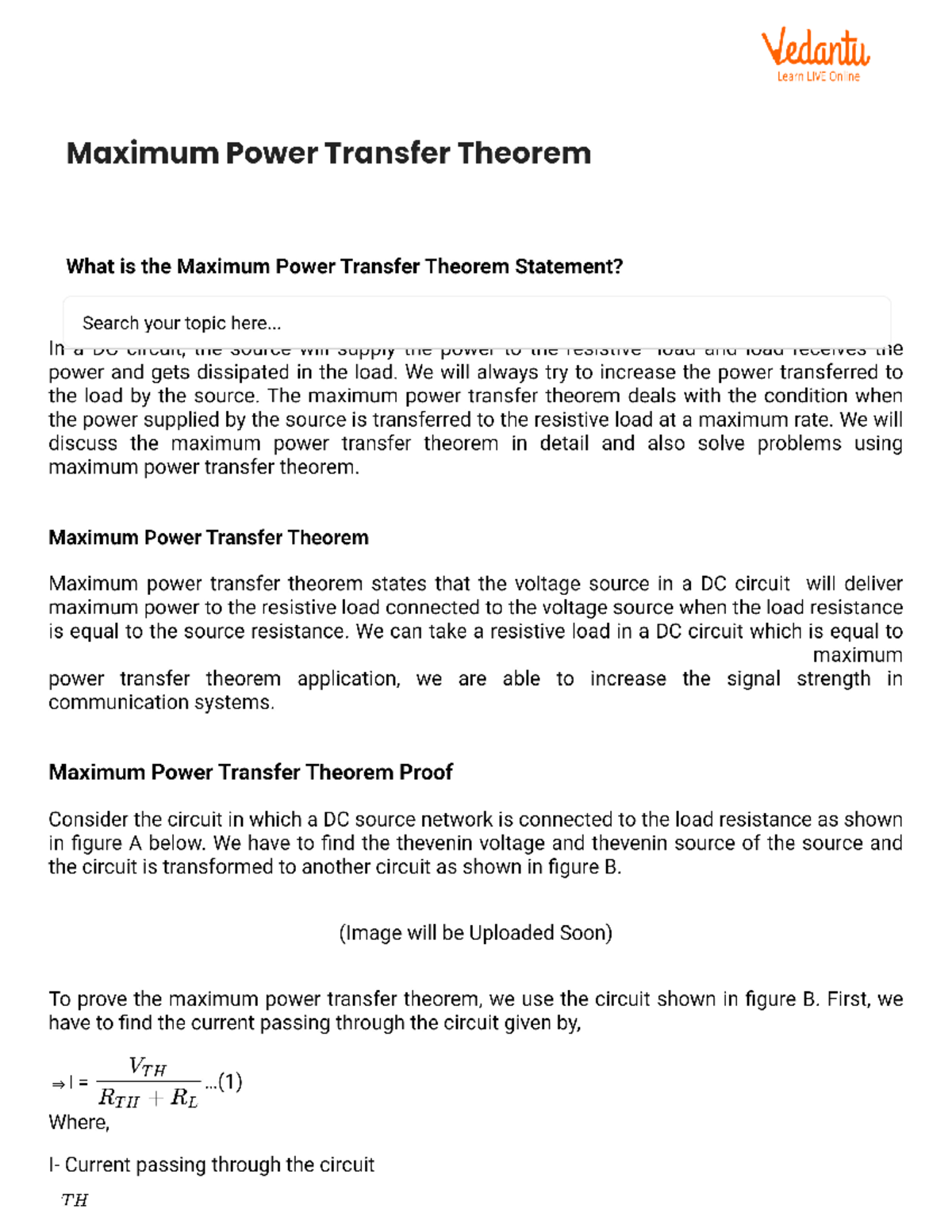 Maximum Power Transfer Theorem - We will always try to increase the power transferred to the ...