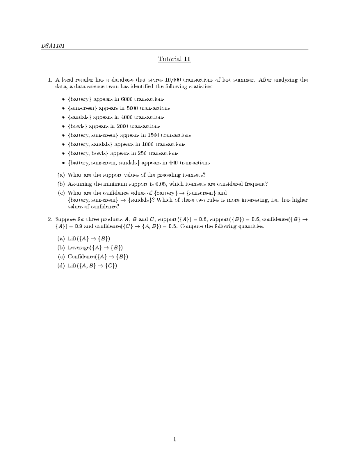 Tutorial 11 Qn Dsa Tutorial 11 A Local Retailer Has A Database That Stores 10 000 Transactions