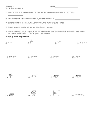 WS 4 The Number e (Graphs) - Algebra 2 Name ...