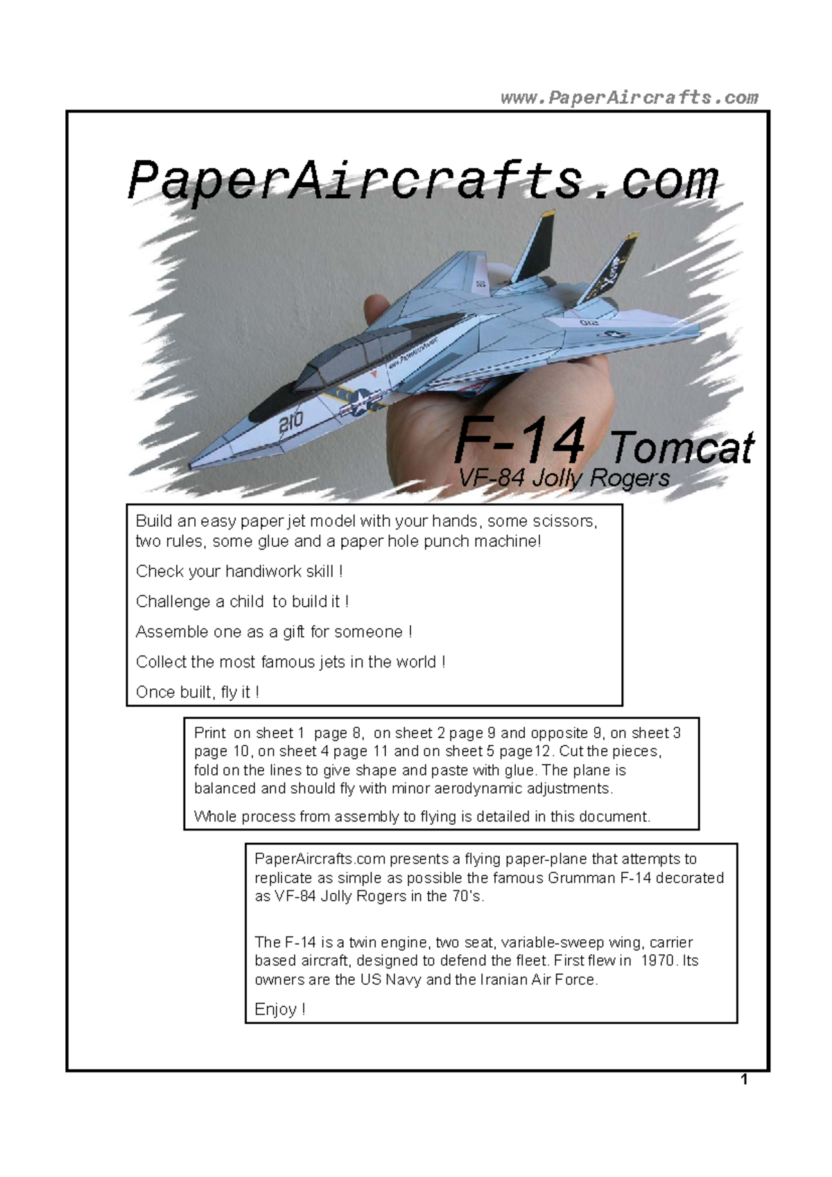 Toaz - f-14 tomcat - PaperAircrafts Tomcat Jolly Rogers Build an easy ...