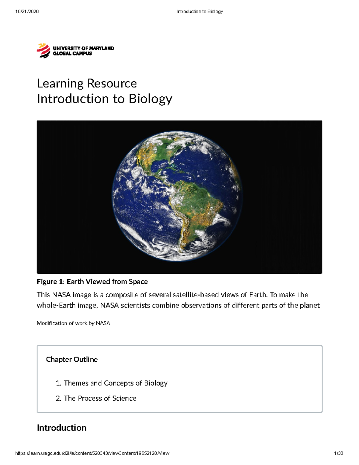 Introduction to Biology - BIOL 101 7382 Concepts of Biology (2208 ...