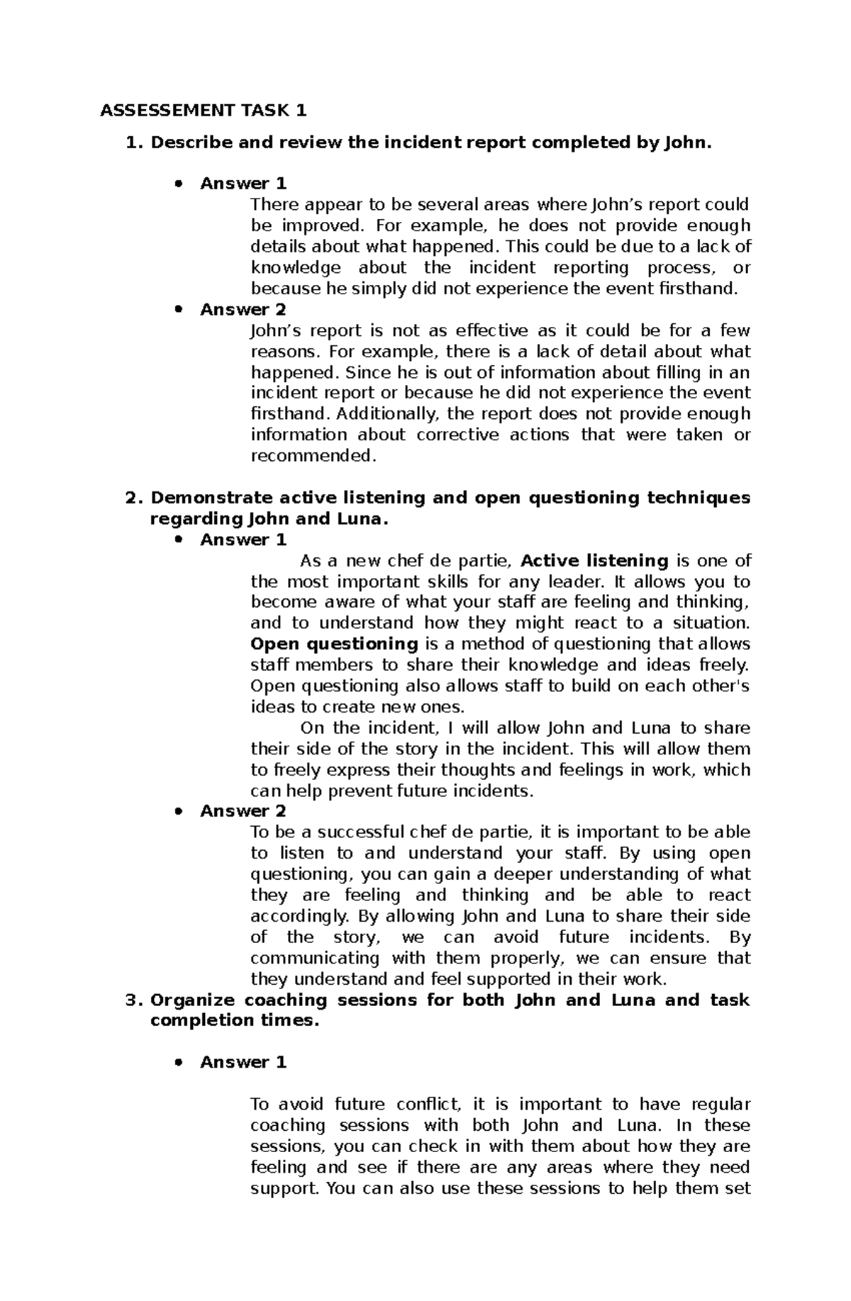 Assessement TASK 1 - Assessment is coming up - ASSESSEMENT TASK 1 ...