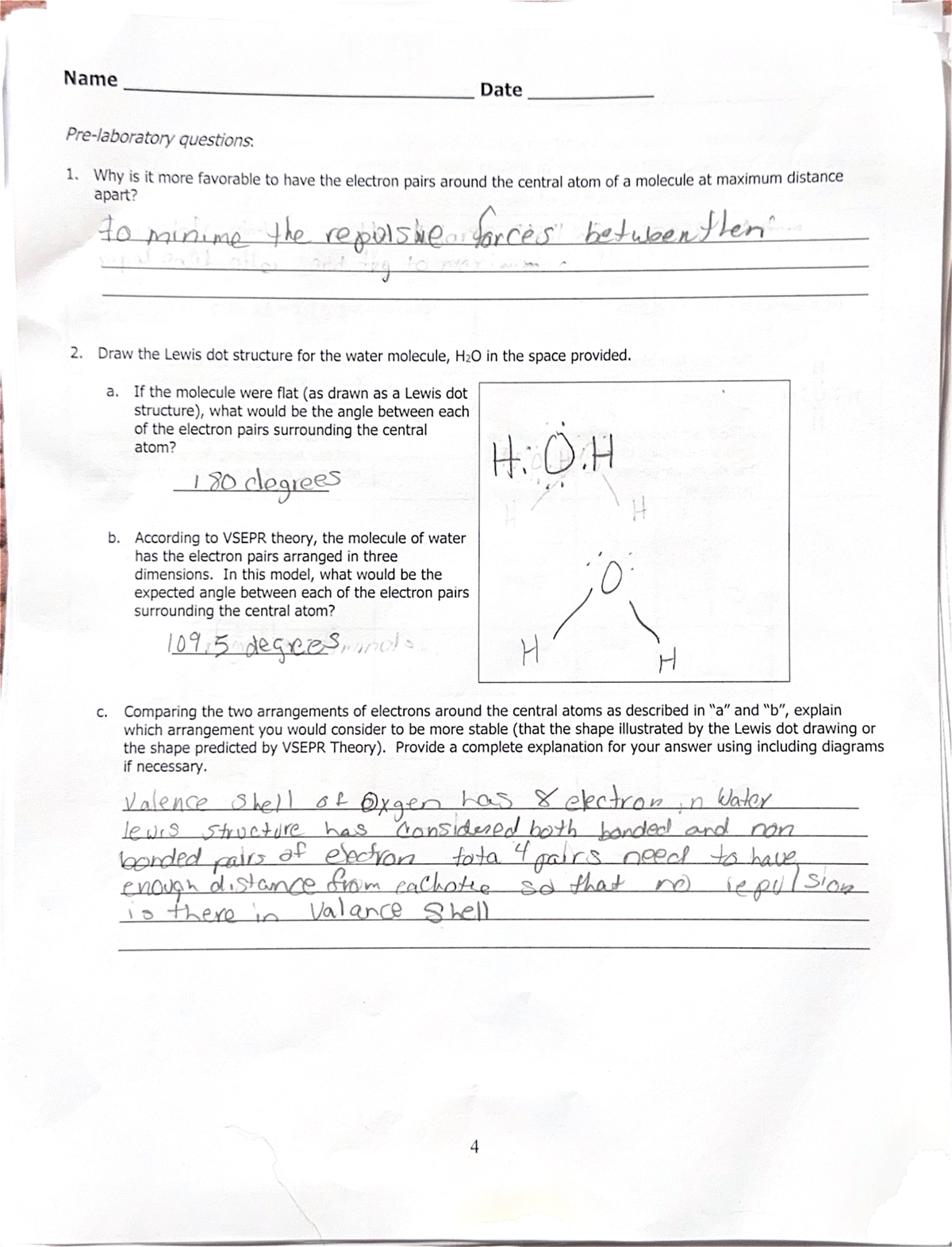 Pre lab vsepr - Pre lab - CHEM 1010 - Studocu