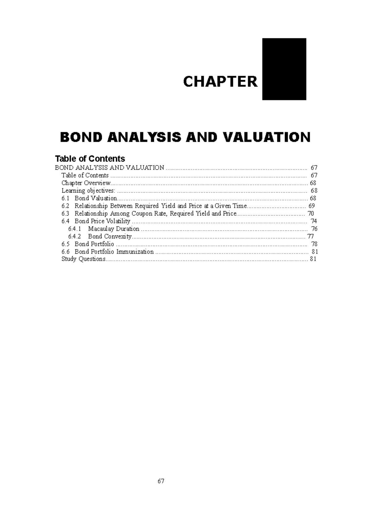 Chapter 7 bond analysisn and valuation - Table of Contents BOND ...