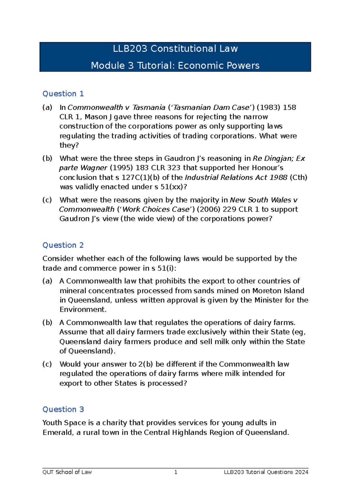 Cons week 4 powerpoint - LLB203 Constitutional Law Module 3 Tutorial ...