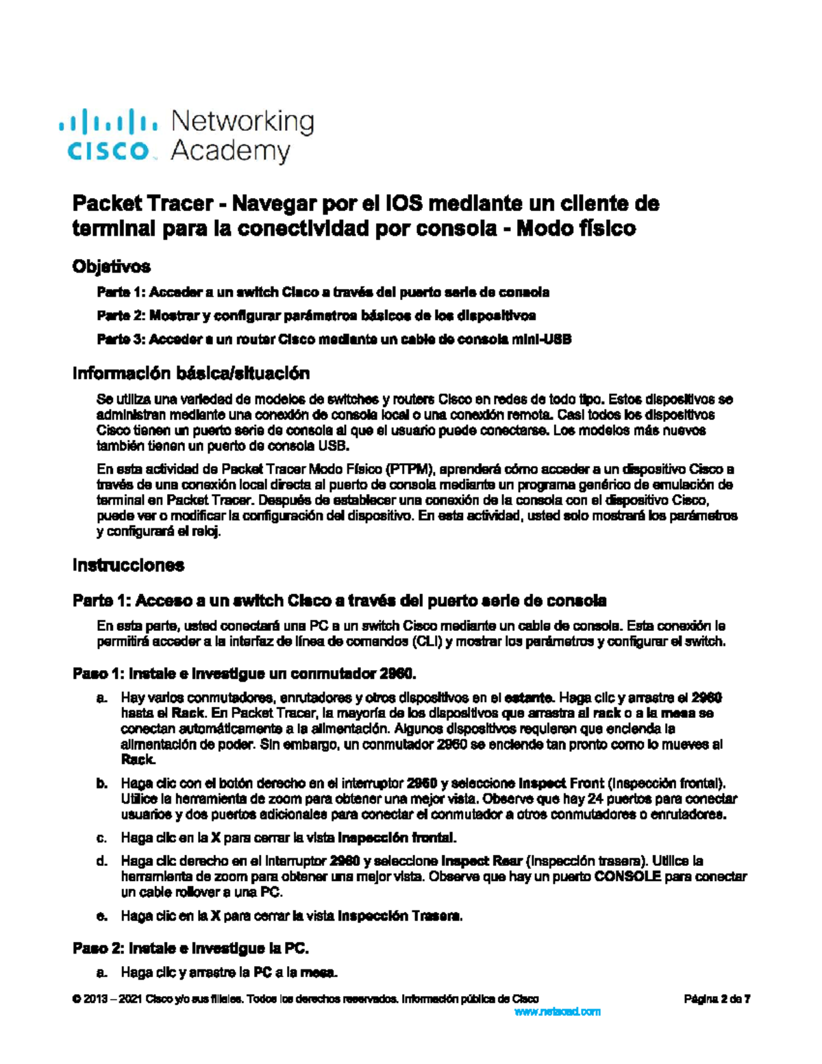Cisco practica #2 - lab de cisco - Studocu