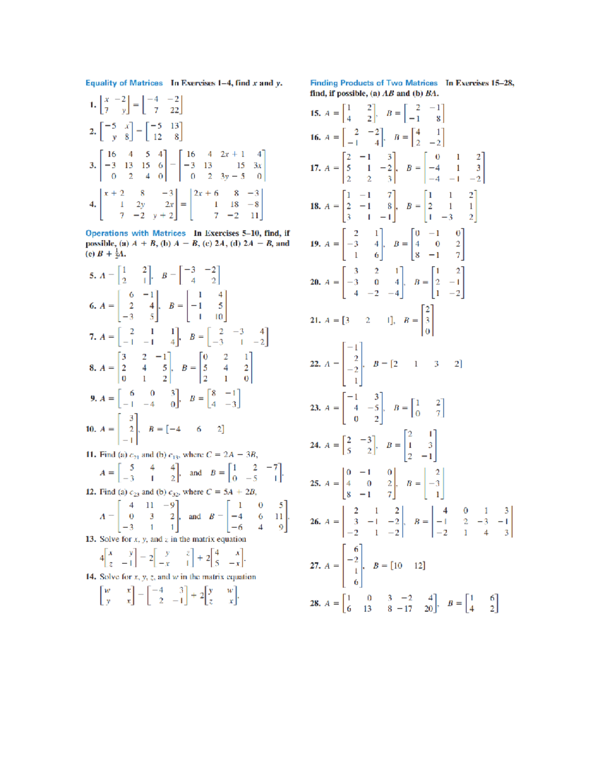 Exercises-C1 Matrix 1 1 Operations with Matrices - Toán cao cấp - Đại học kinh tế TPHCM - Studocu